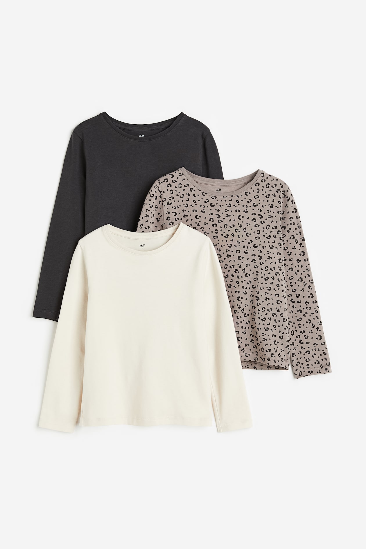 3-pack long-sleeved tops - Mole/Leopard print - Kids | H&M GB