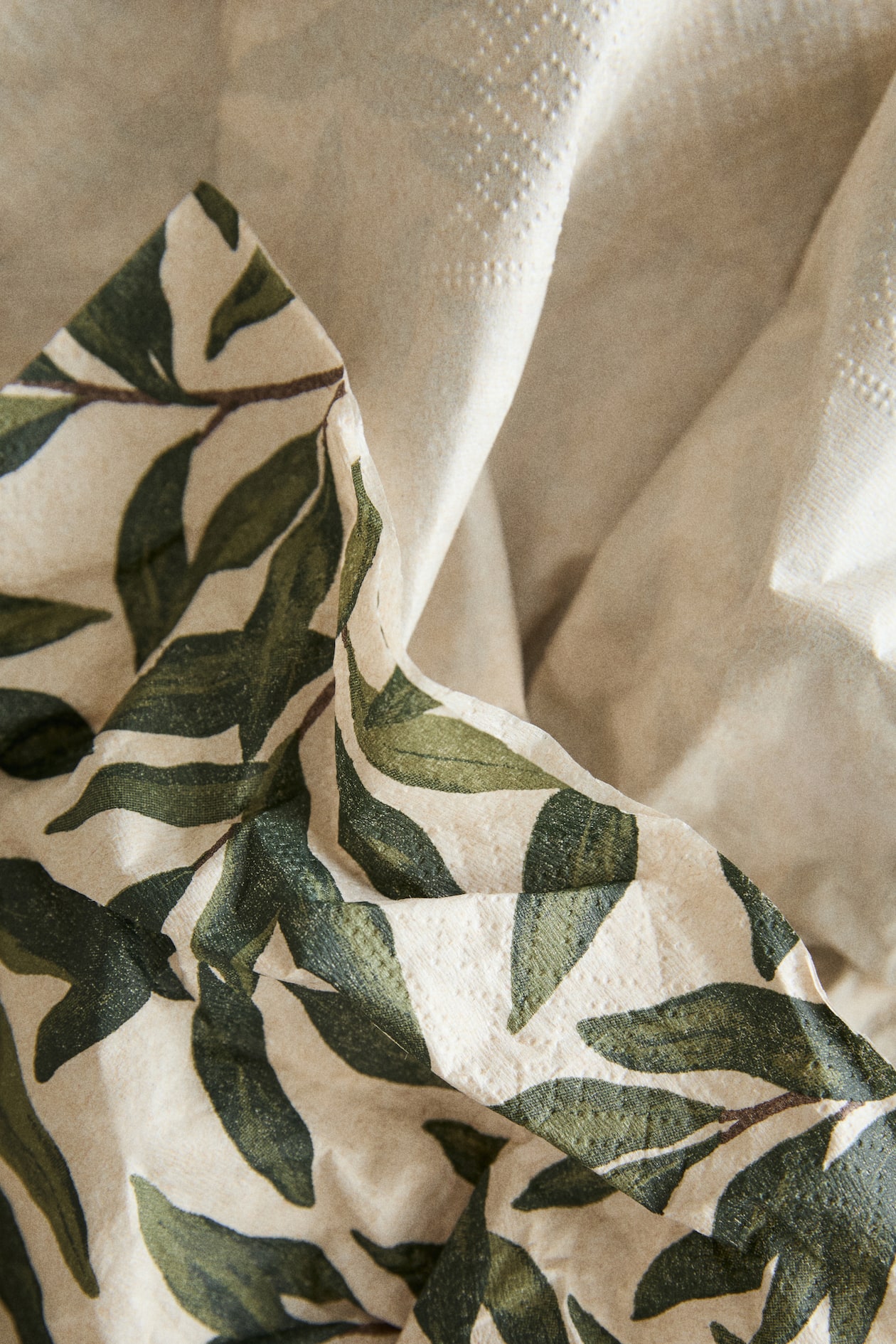 15-pack rectangular paper napkins - Light beige/Foliage - Home All | H&M GB