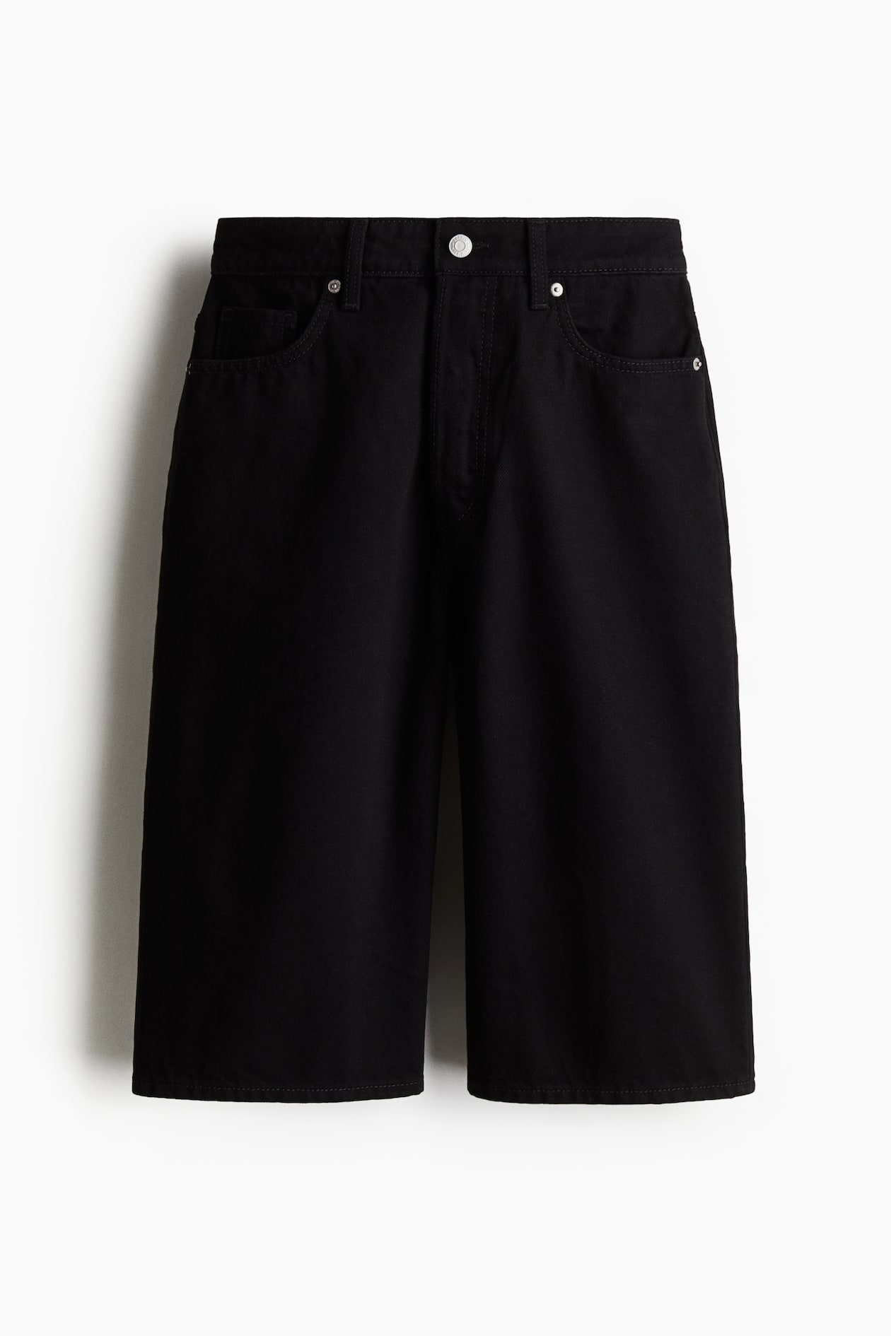 Women's Black High-Waist Knee-Length Denim Shorts | H&M CA