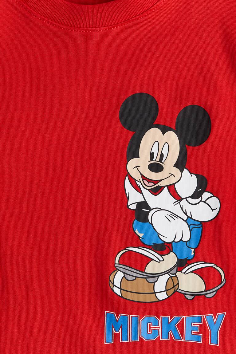 Bright red/Mickey Mouse Oversized Printed T-Shirt for kids | H&M US