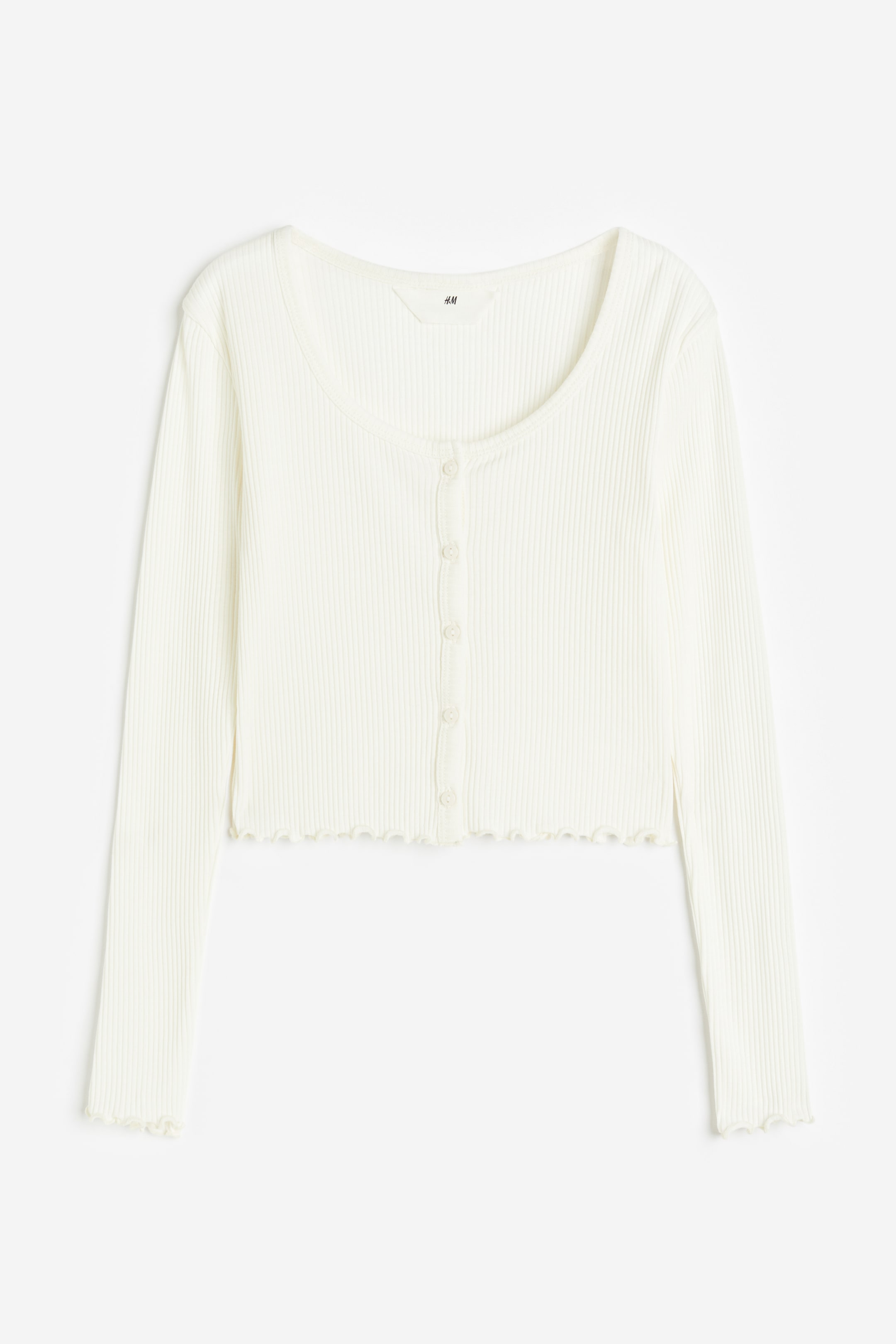 Ribbet cardigan i jersey - Naturhvid - BØRN | H&M DK
