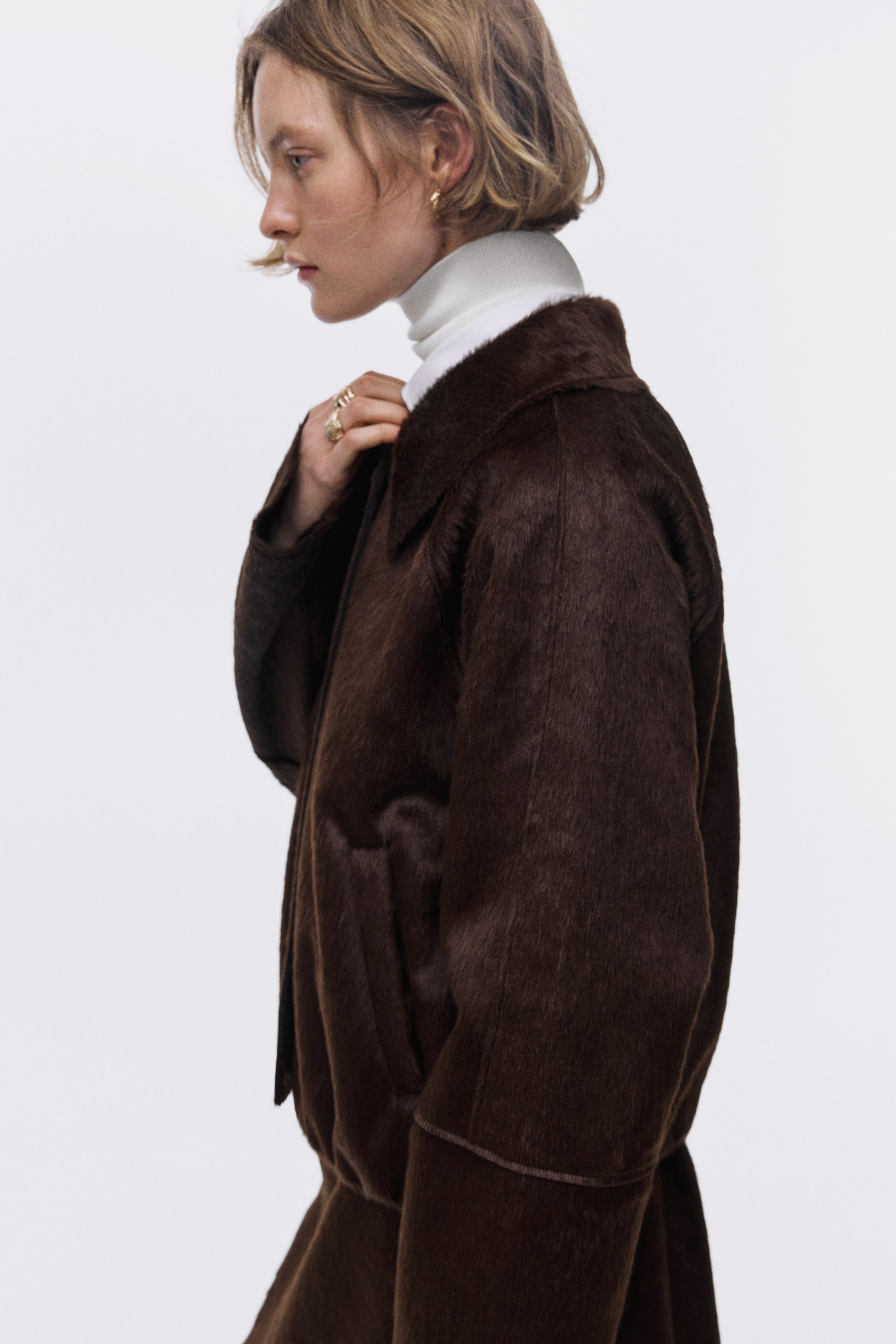 Women's Dark brown Short Jacket with Collar | H&M CA