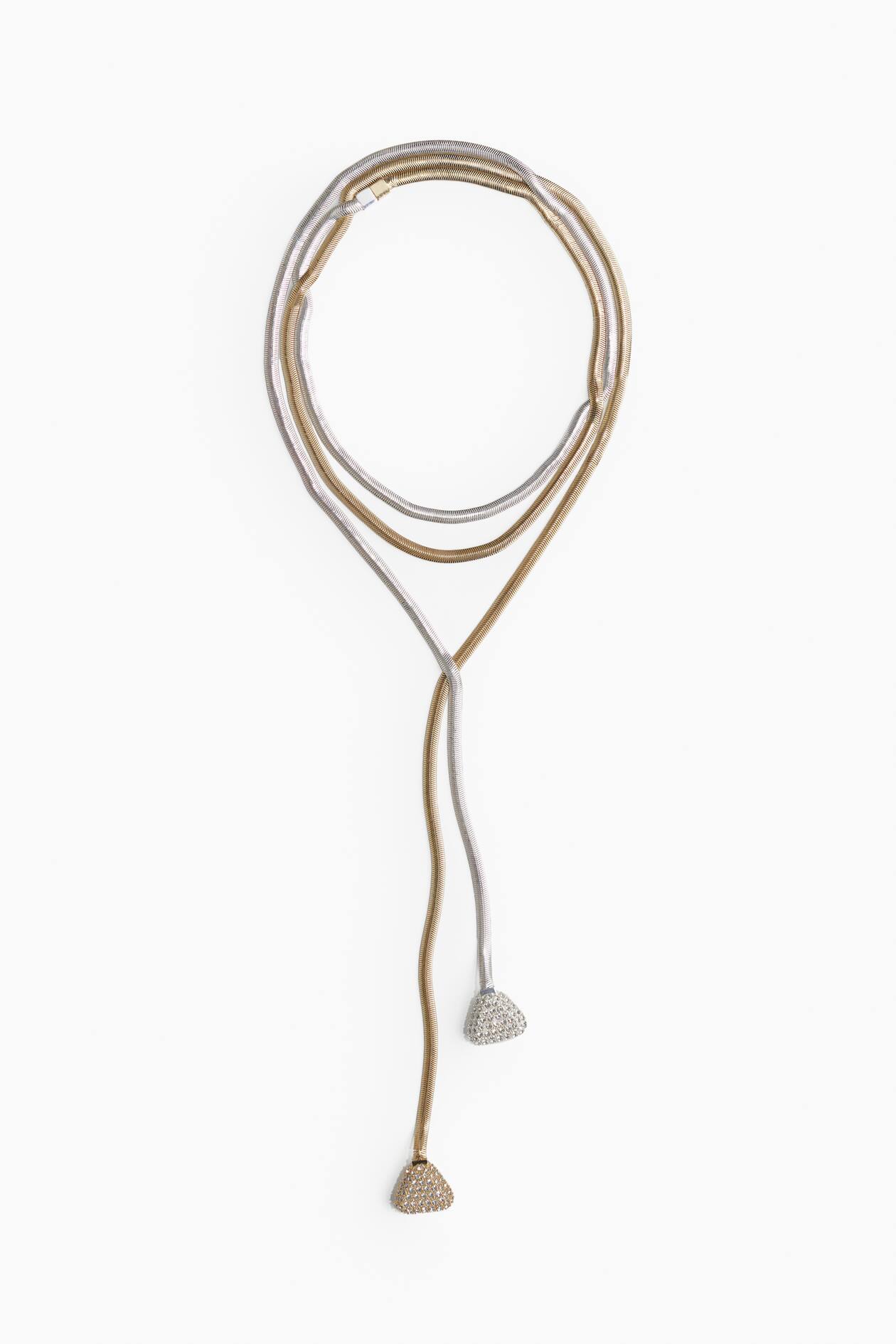 Rhinestone-embellished necklace - Silver-coloured/Gold-coloured ...