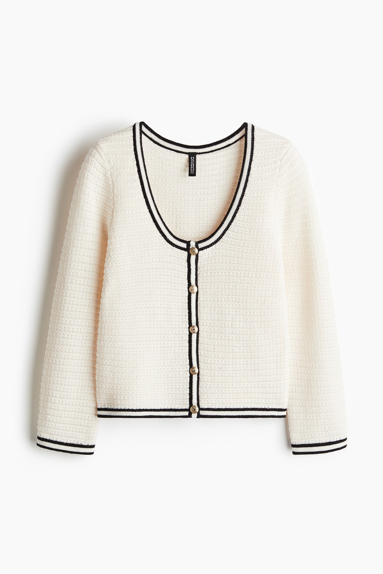 Textured-Knit Low-Cut Cardigan - Cream - Ladies | H&M US