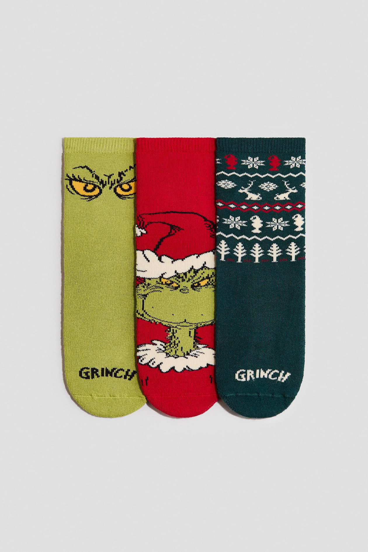 Pack de 3 calcetines de rizo - Verde/El Grinch - NIÑOS | H&M ES