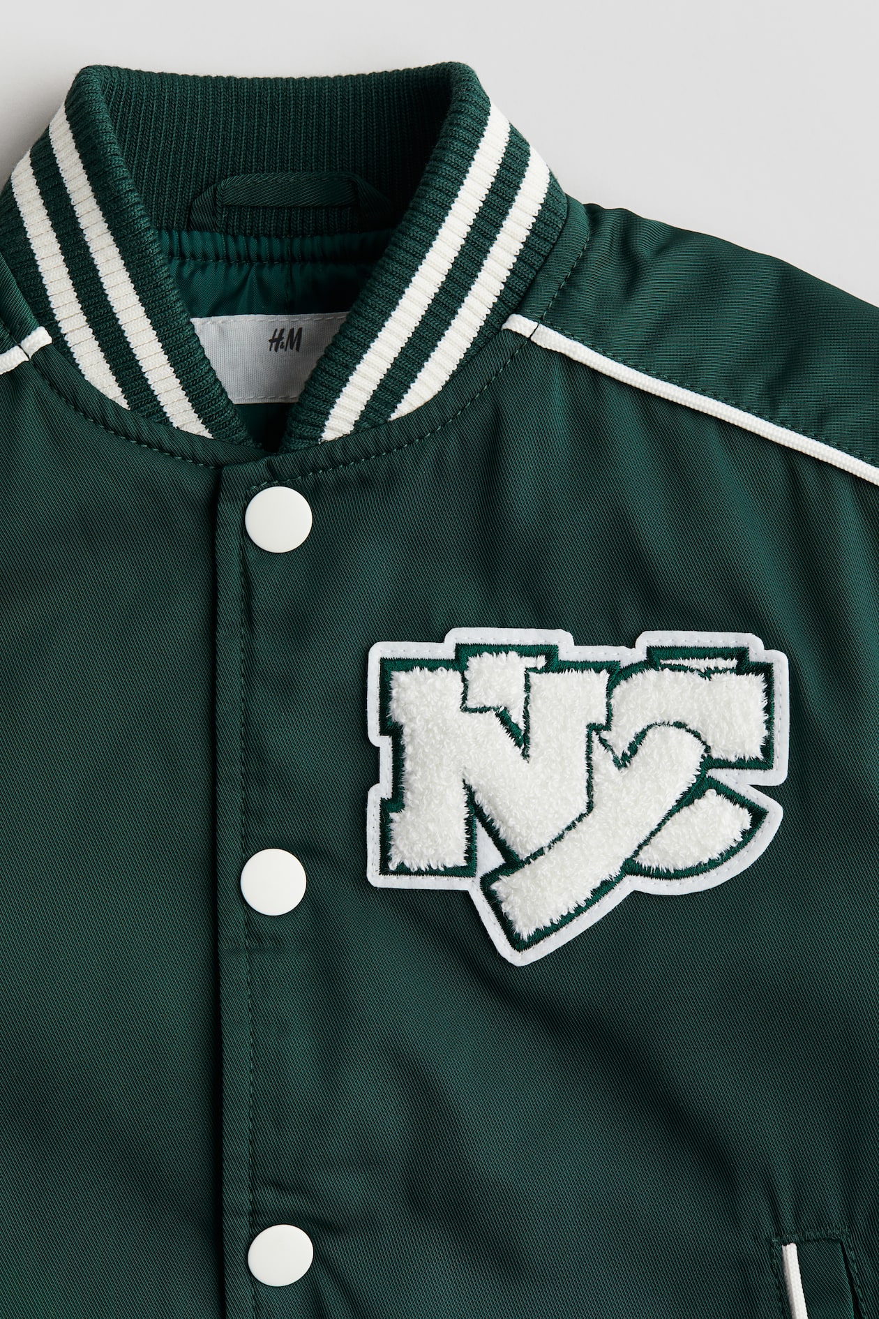Padded Baseball Jacket - Dark green/NYC - Kids | H&M US