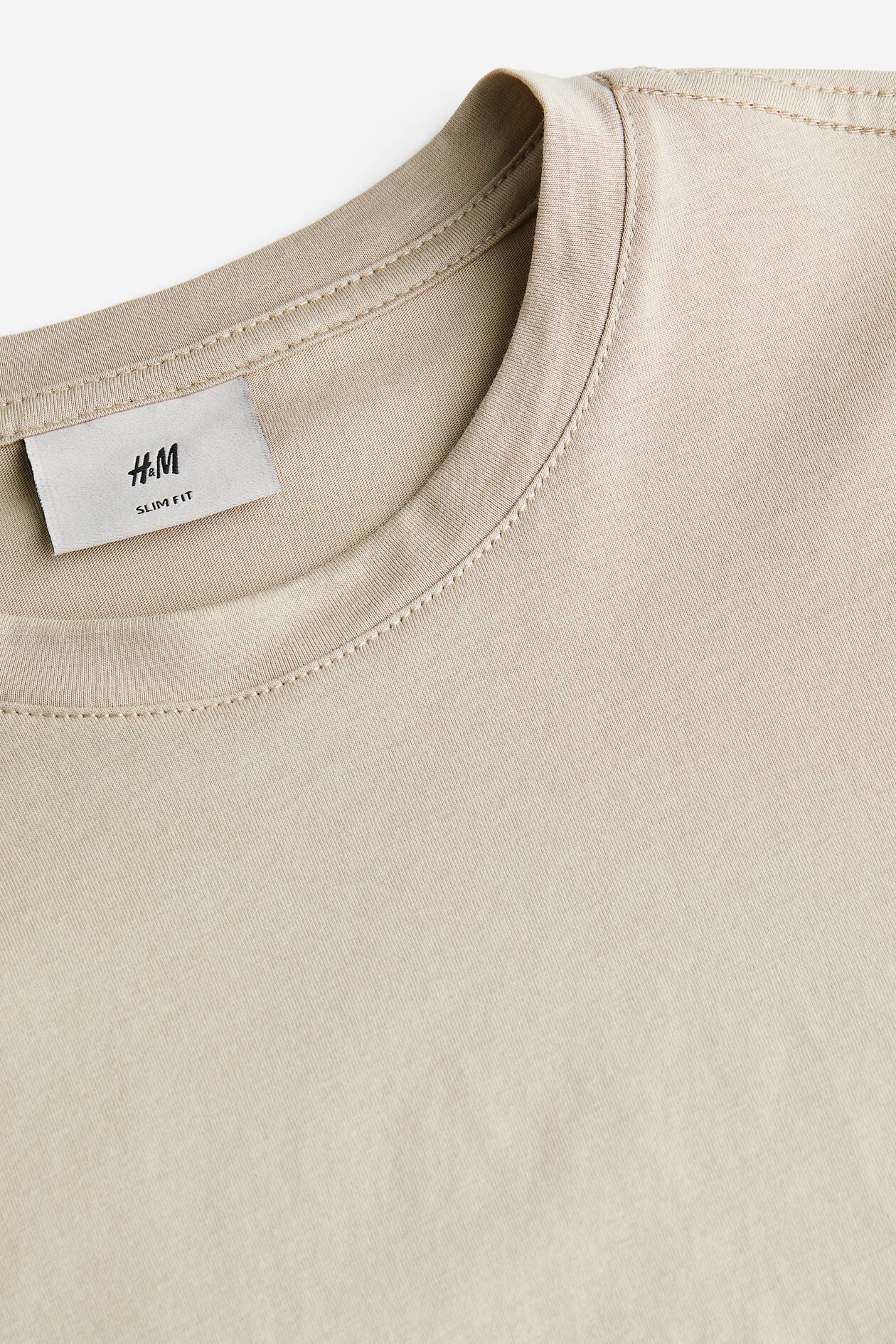 Men’s Beige Slim Fit Pima Cotton T-shirt | H&M US
