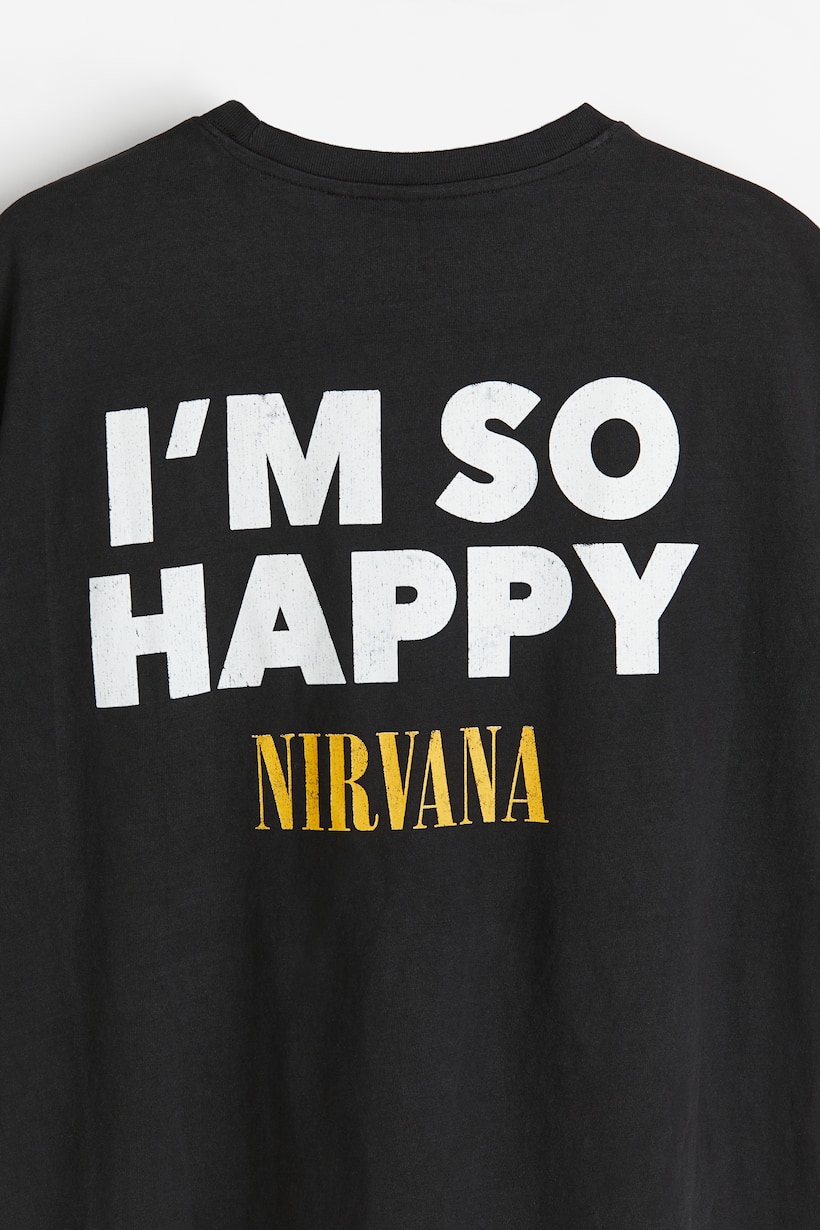 Loose Fit Printed T-shirt - Black/Nirvana - Men | H&M US