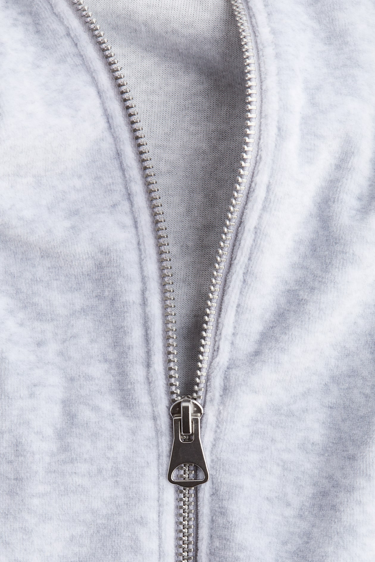 Chamarra con zíper en velour - Gris jaspeado claro - Ladies | H&M MX