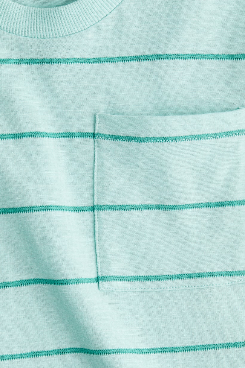 Chest-pocket T-shirt - Mint green/striped - Kids | H&M US