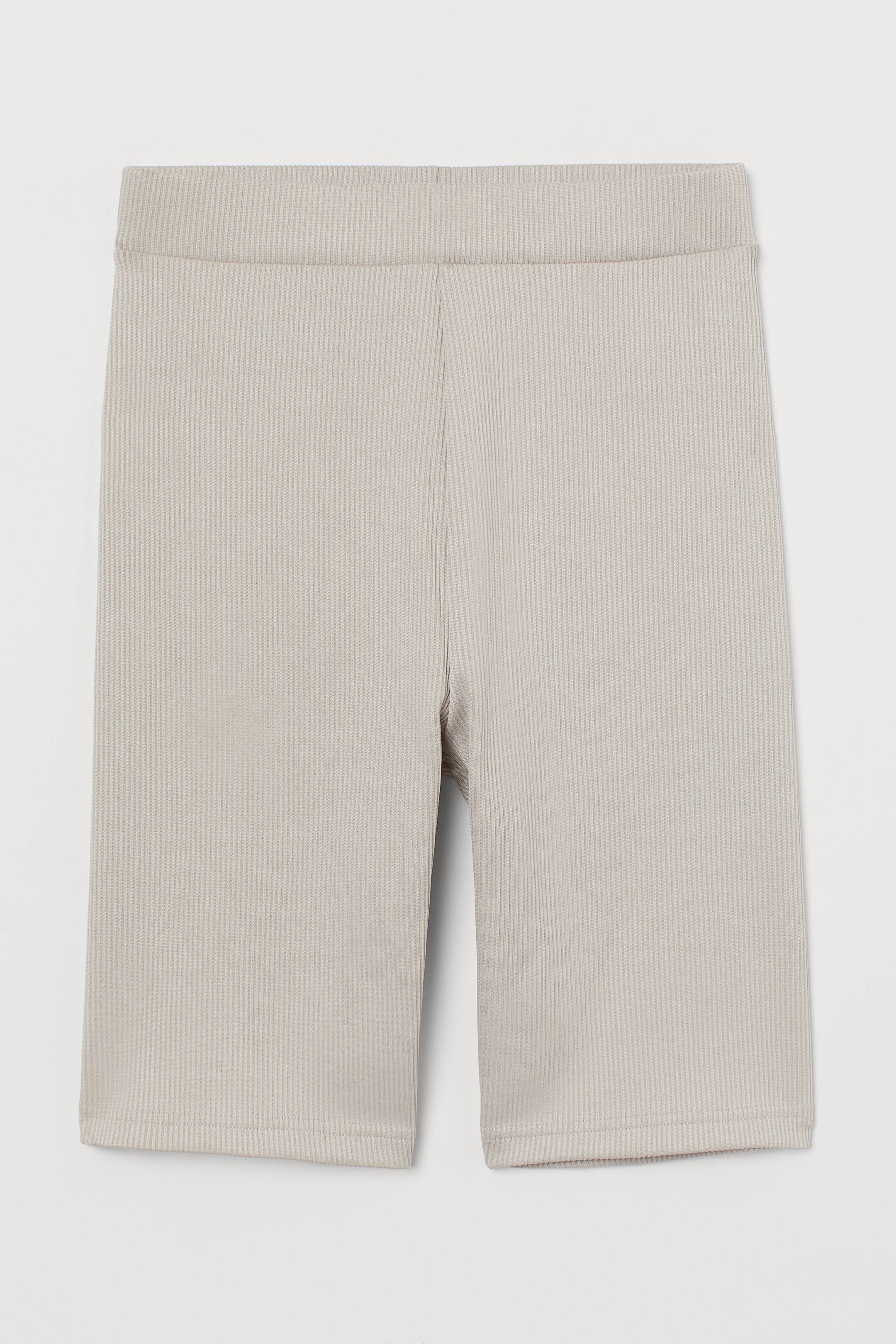Ribbed Biker Shorts - High waist - Short - Light beige - Ladies | H&M CA