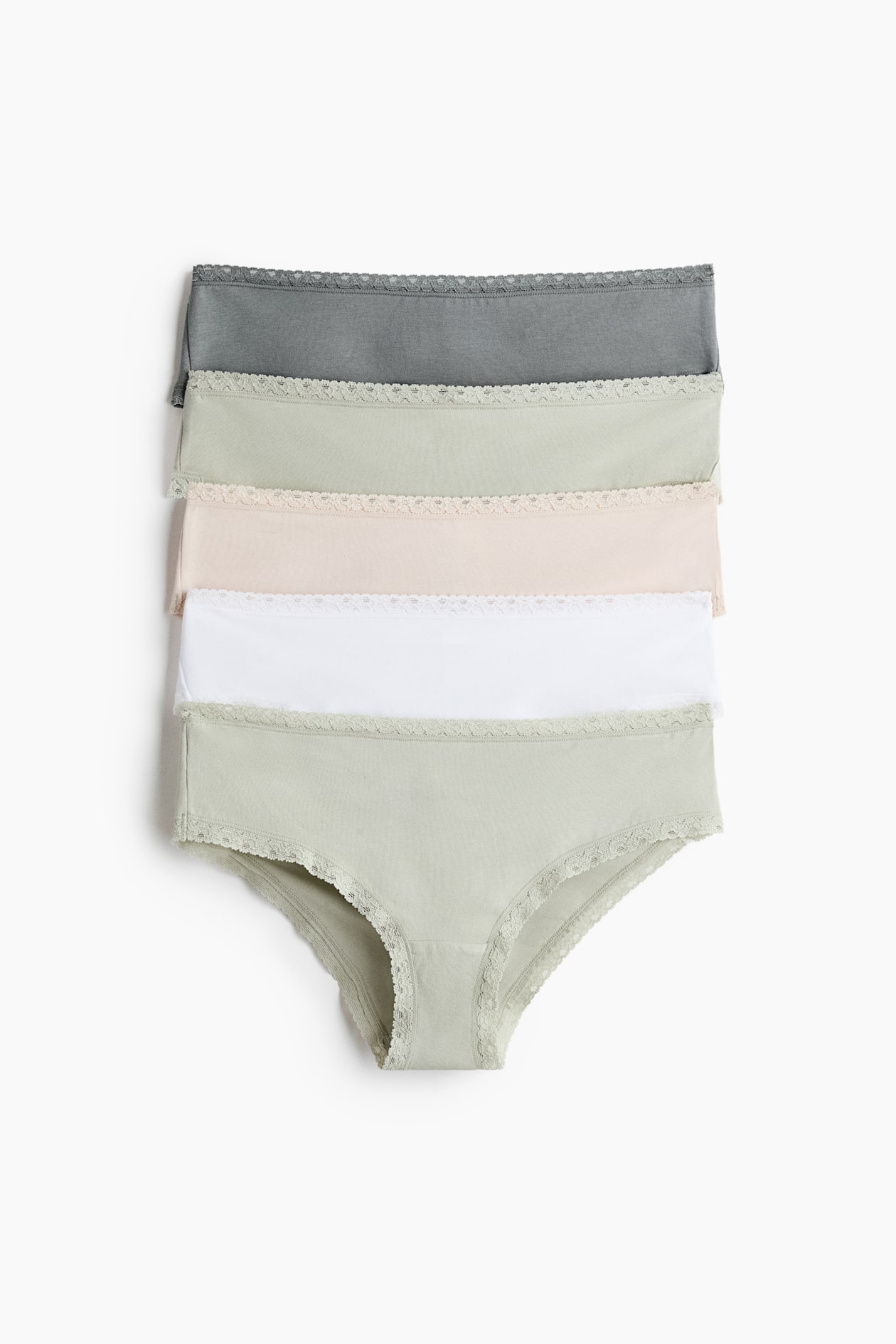 Women's Light green/White 5-pack cotton hipster briefs | H&M GB