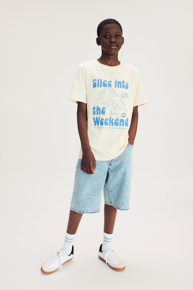 Cream/Slice into the Weekend Printed cotton T-shirt for kids | H&M US