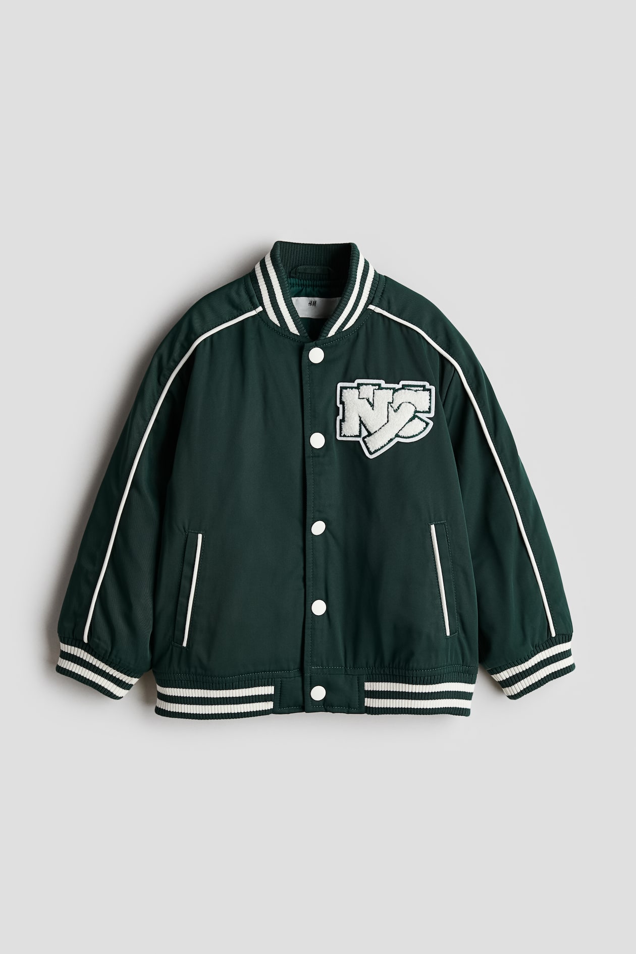 Padded Baseball Jacket - Dark green/NYC - Kids | H&M US