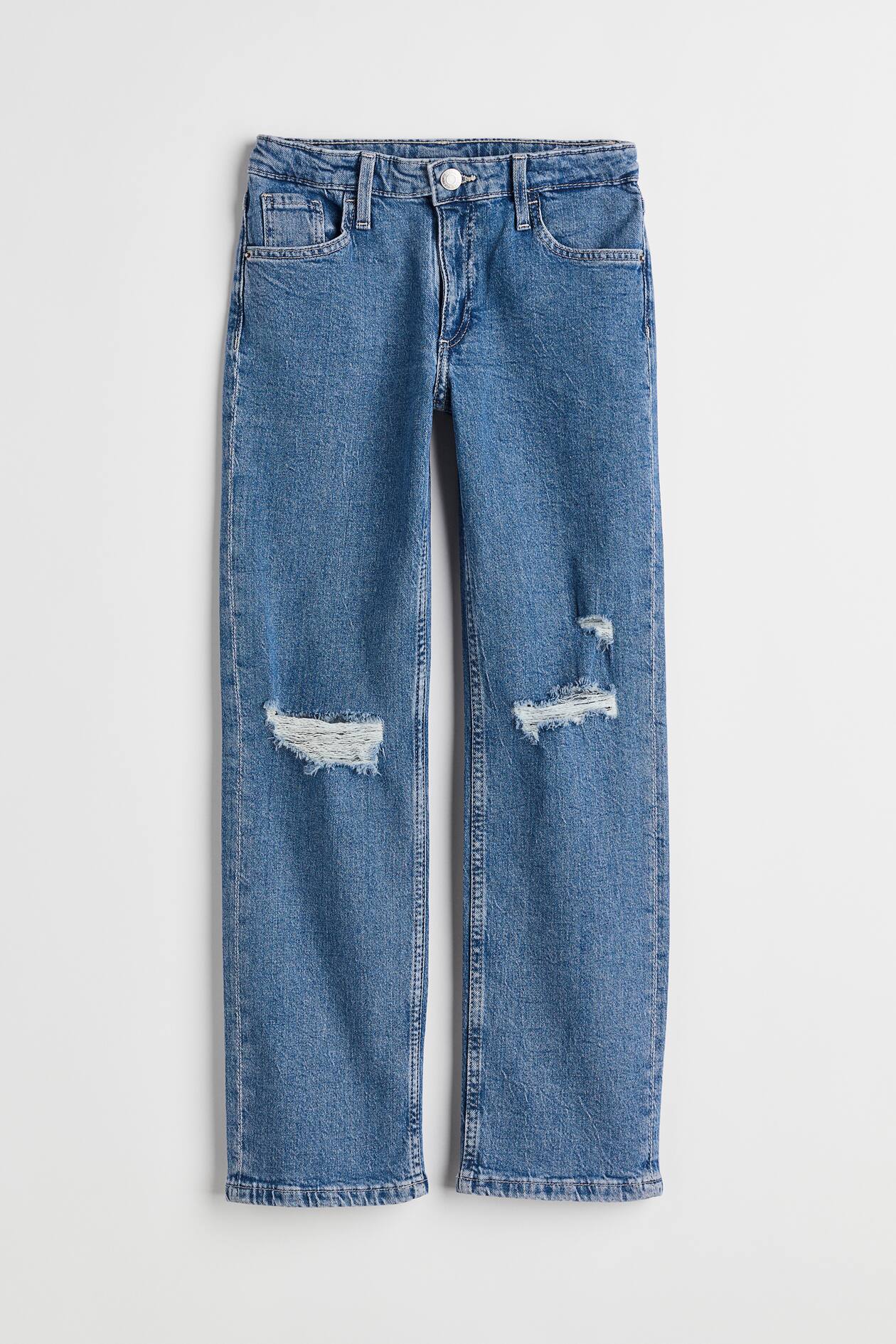 Straight Fit Low Jeans - Niedriger Bund - Lang - Blau - Kids | H&M AT