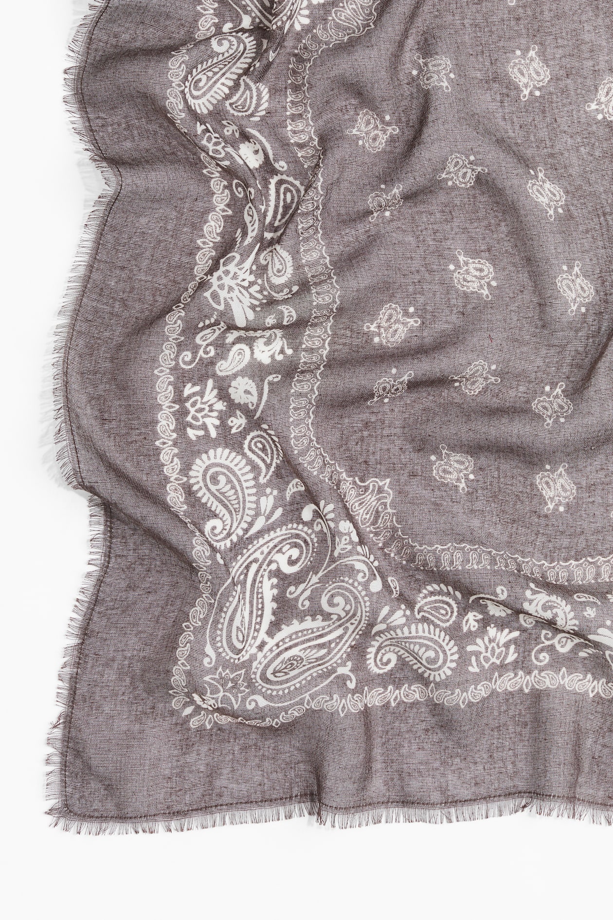 Patterned scarf - Dark brown/Paisley pattern - Ladies | H&M IE
