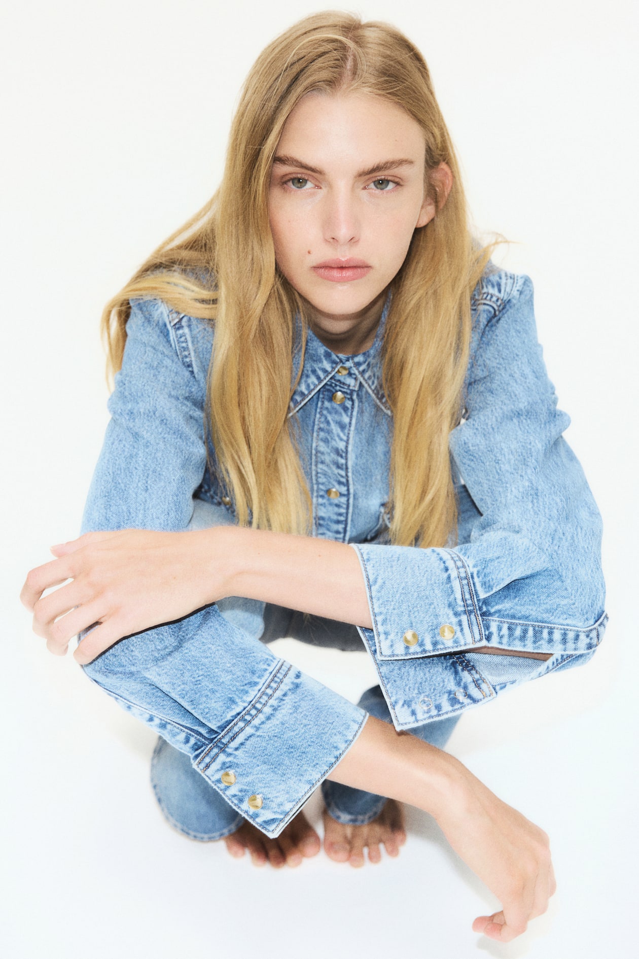 Women's Light denim blue Denim Shirt | H&M CA