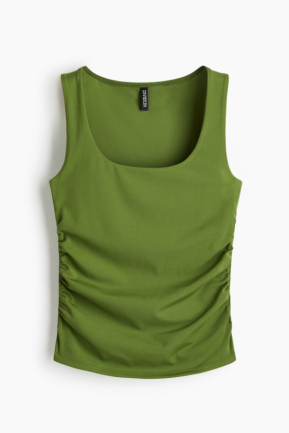 Women's Dark green Ruched Tank Top | H&M US