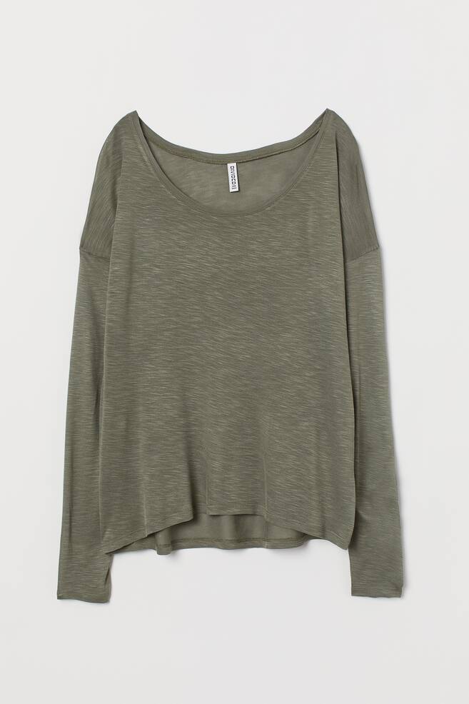 Maglia in jersey - A maniche lunghe - Verde kaki - DONNA | H&M IT