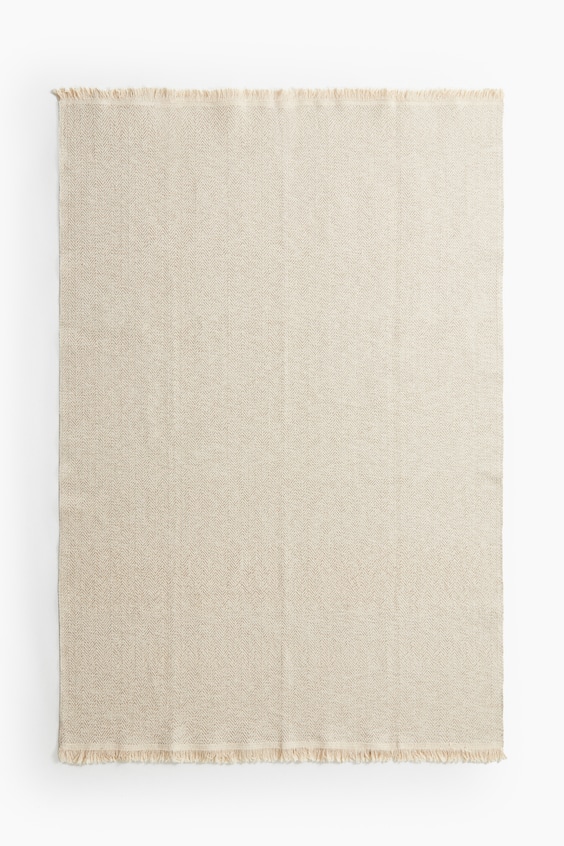 Cotton Rug with Fringe - Light beige - Home All | H&M US