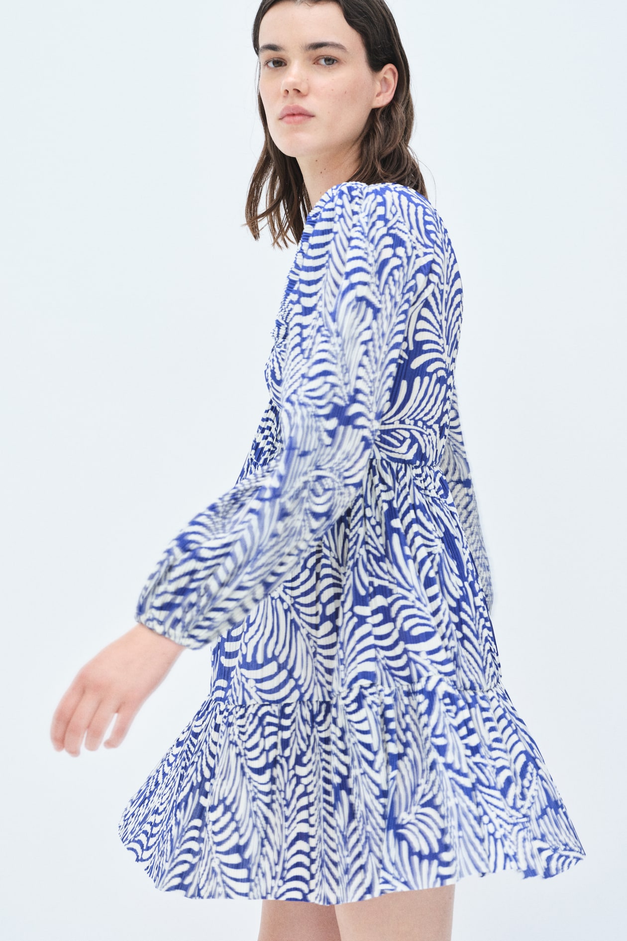 MAMA Pliszírozott ruha - Kék/fehér mintás - NŐI | H&M HU