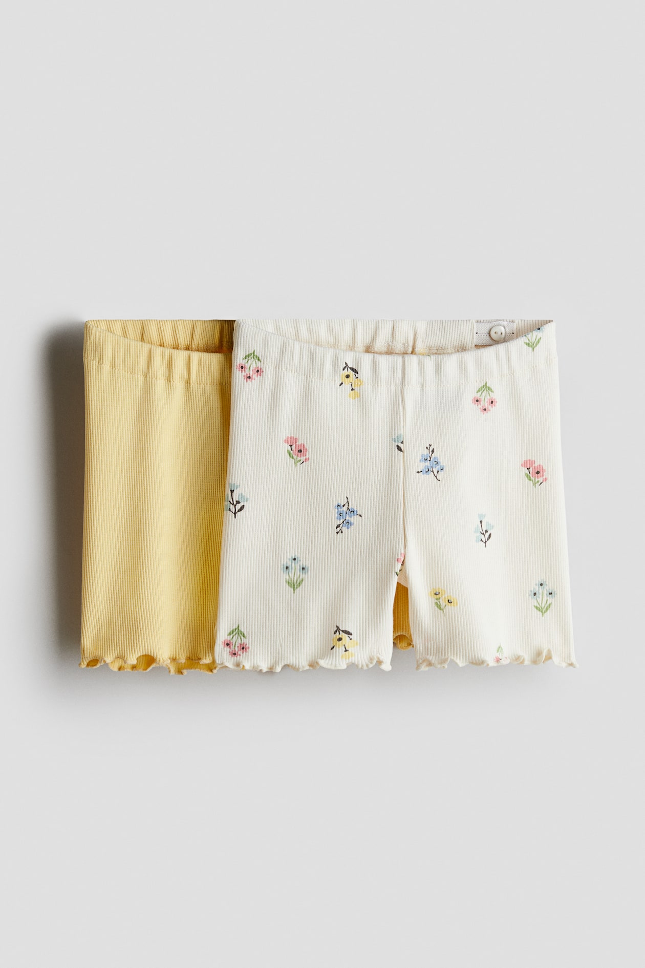 Yellow/Floral 2-pack ribbed cycling shorts for kids | H&M IE