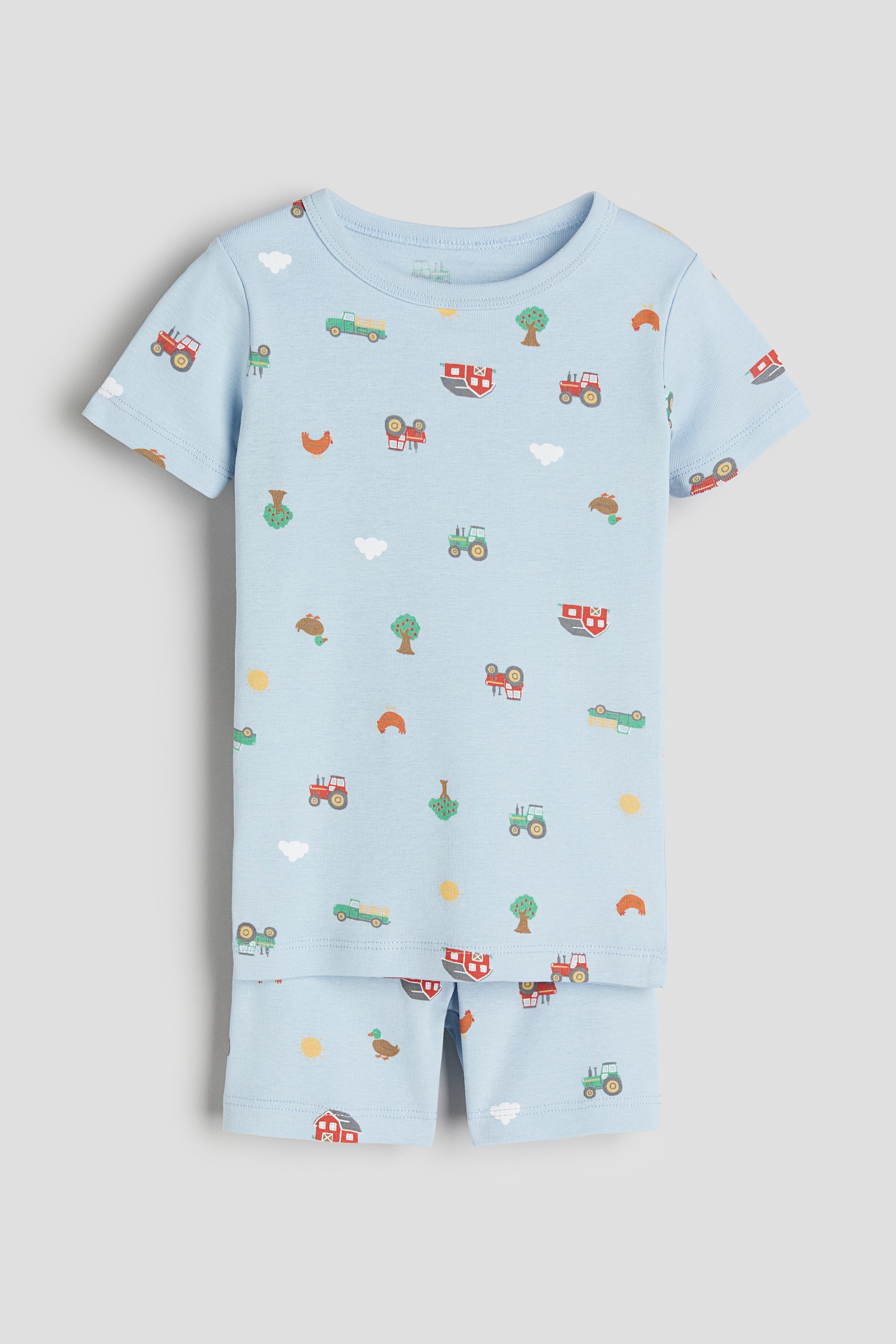 Snug Fit Cotton Jersey Pajamas - Light blue/patterned - Kids | H&M US
