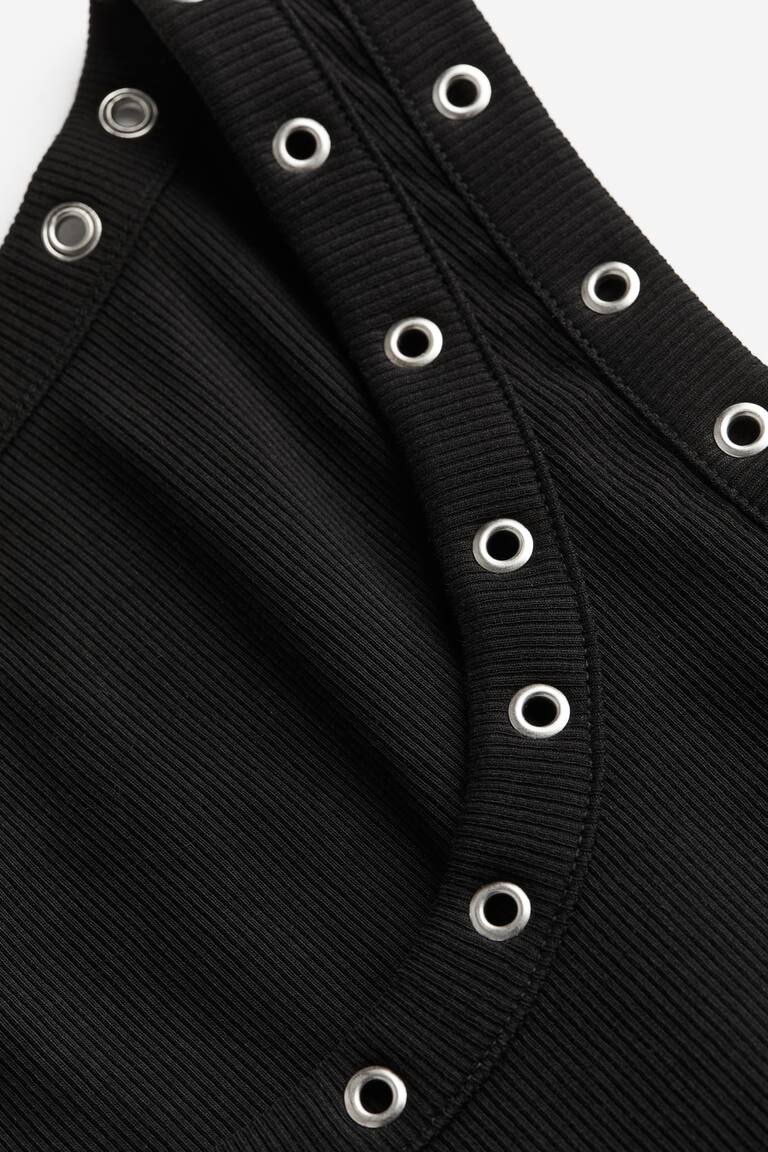 Eyelet-detail vest top - Black - Ladies | H&M GB