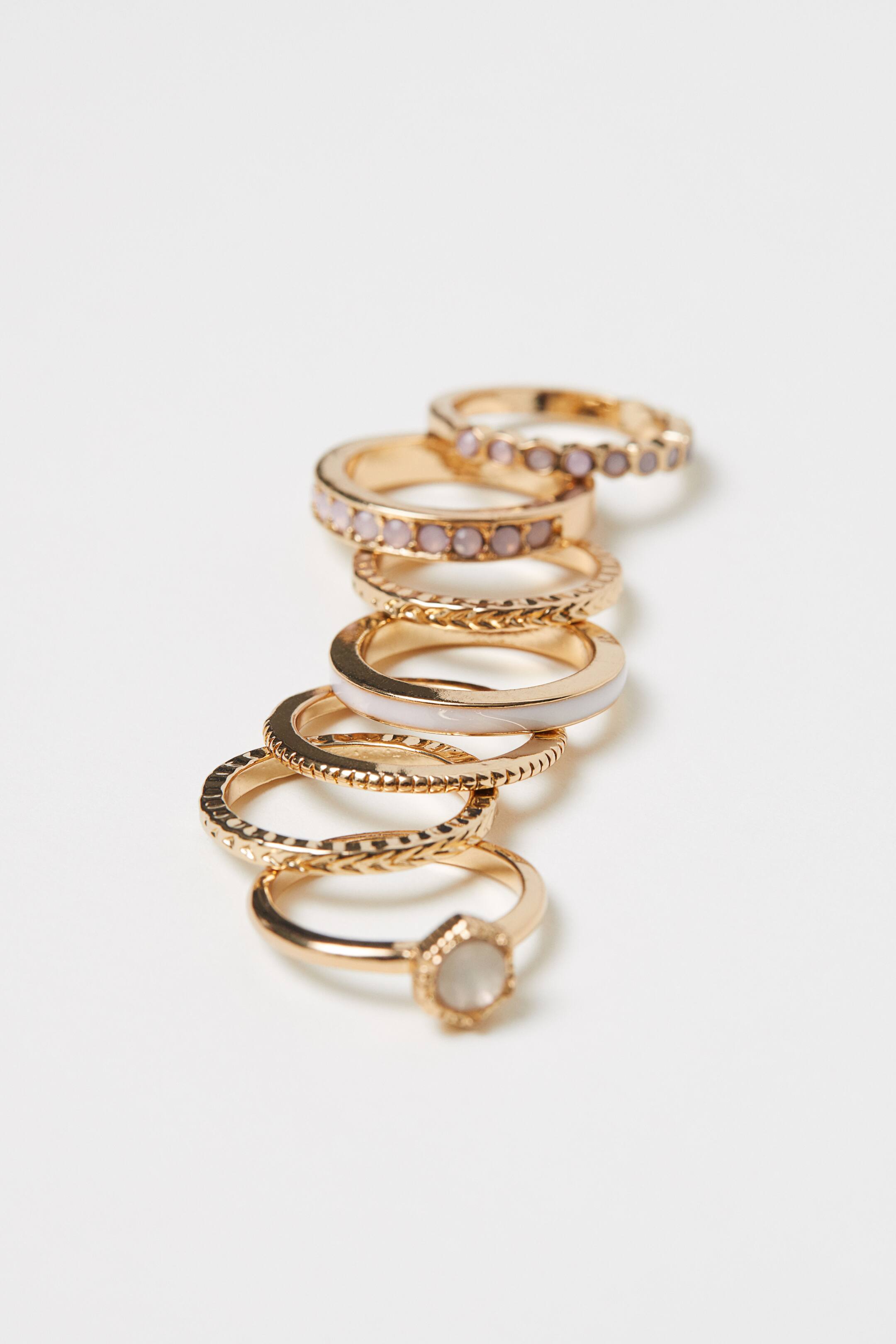 7-pack rings - Gold-coloured - Ladies | H&M GB