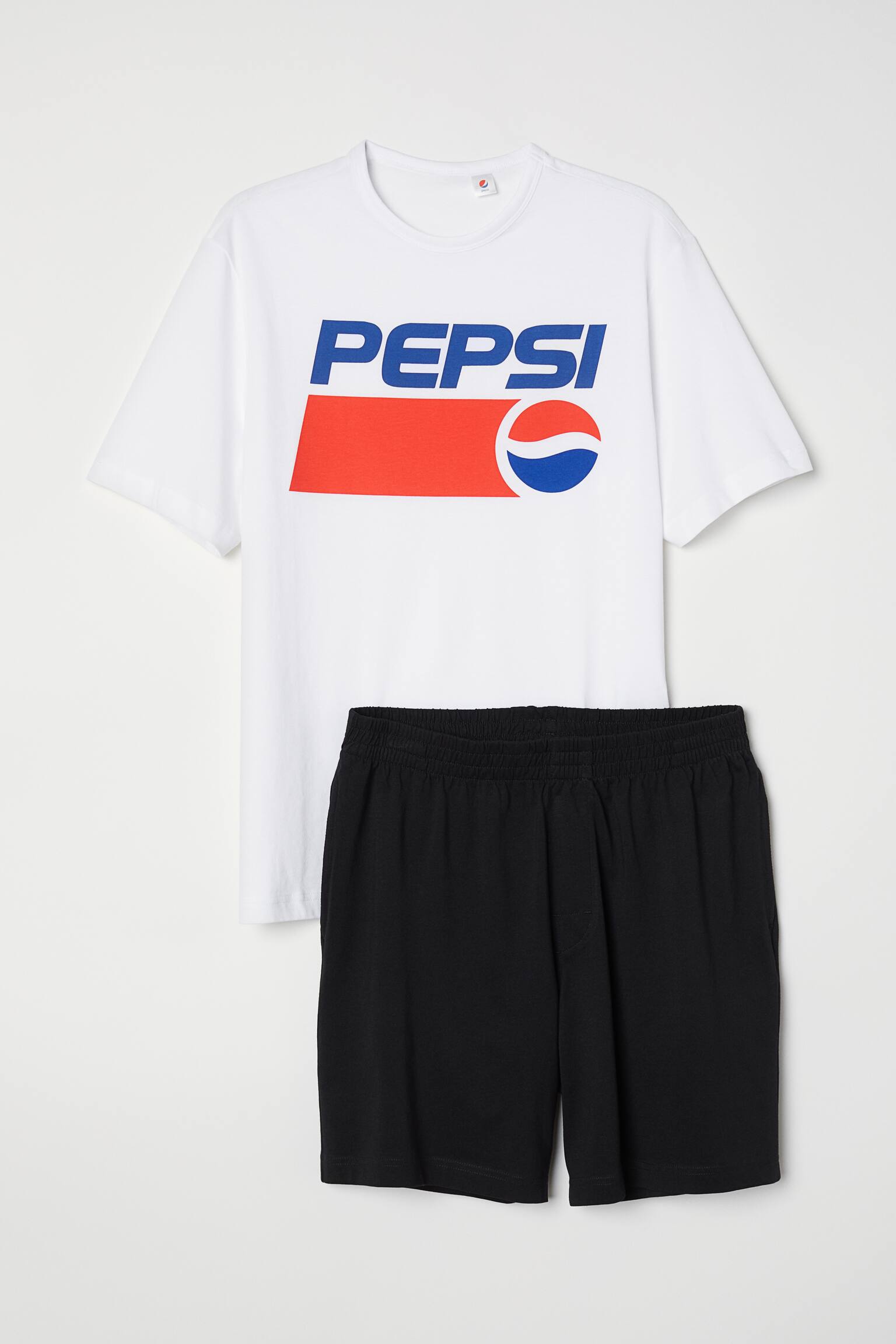 Regular Fit Pajama T-shirt and Shorts - White/Pepsi - Men | H&M US