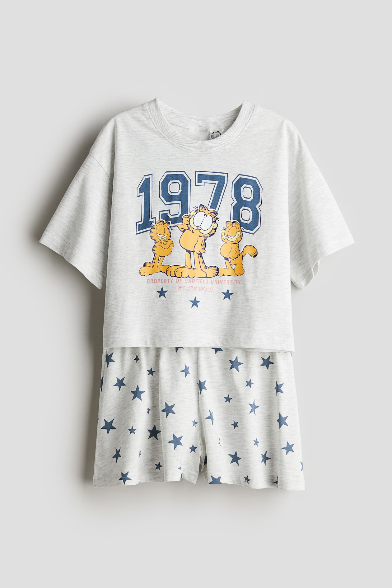 Printed jersey pyjamas - Light gray melange/Garfield - Kids | H&M PH