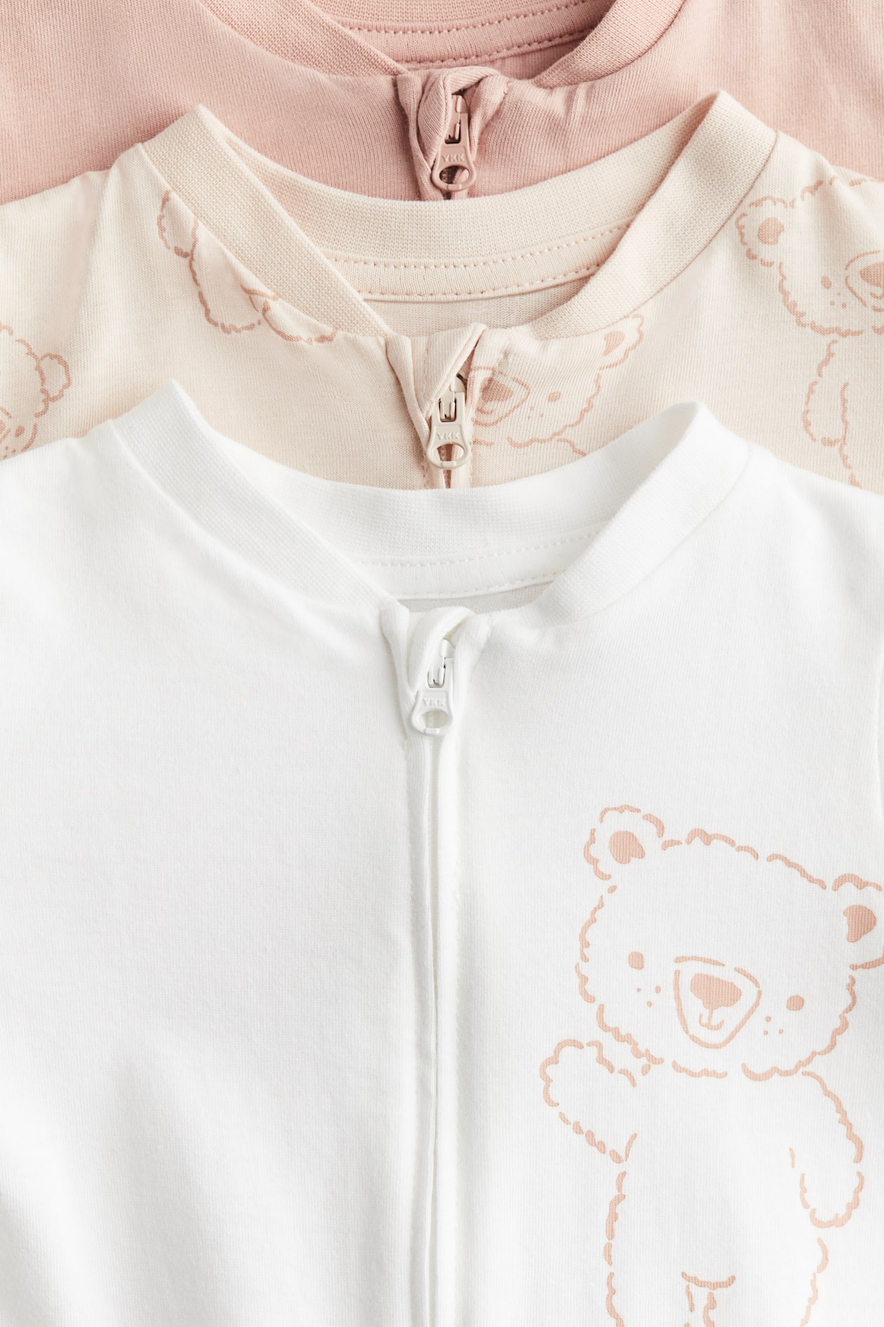 Pack de 3 pijamas corpo inteiro com fecho éclair - Rosa claro/Ursos ...