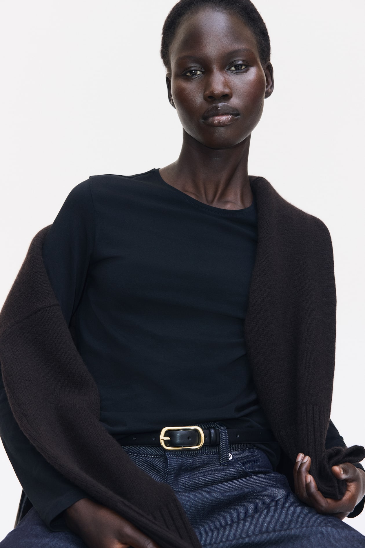 Fitted Cotton Top - Black - Ladies | H&M US