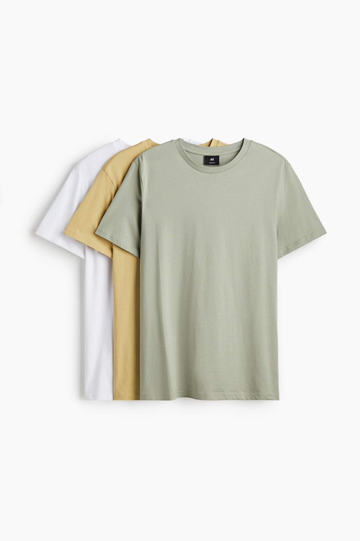 Men’s White/yellow/green 3-pack Regular Fit T-shirts - Regular - Short ...