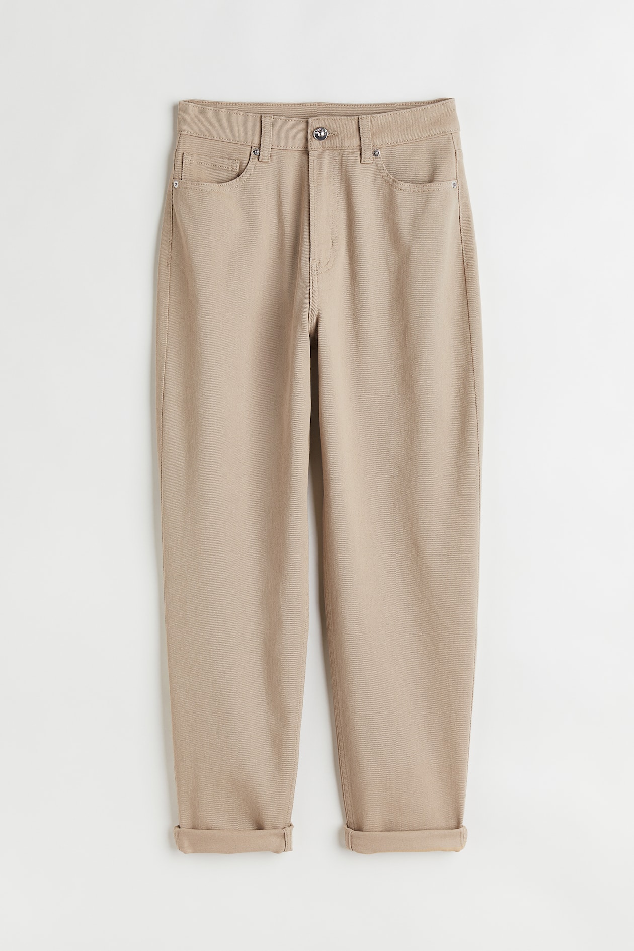 Women's Beige Mom Loose Fit Twill trousers | H&M GB