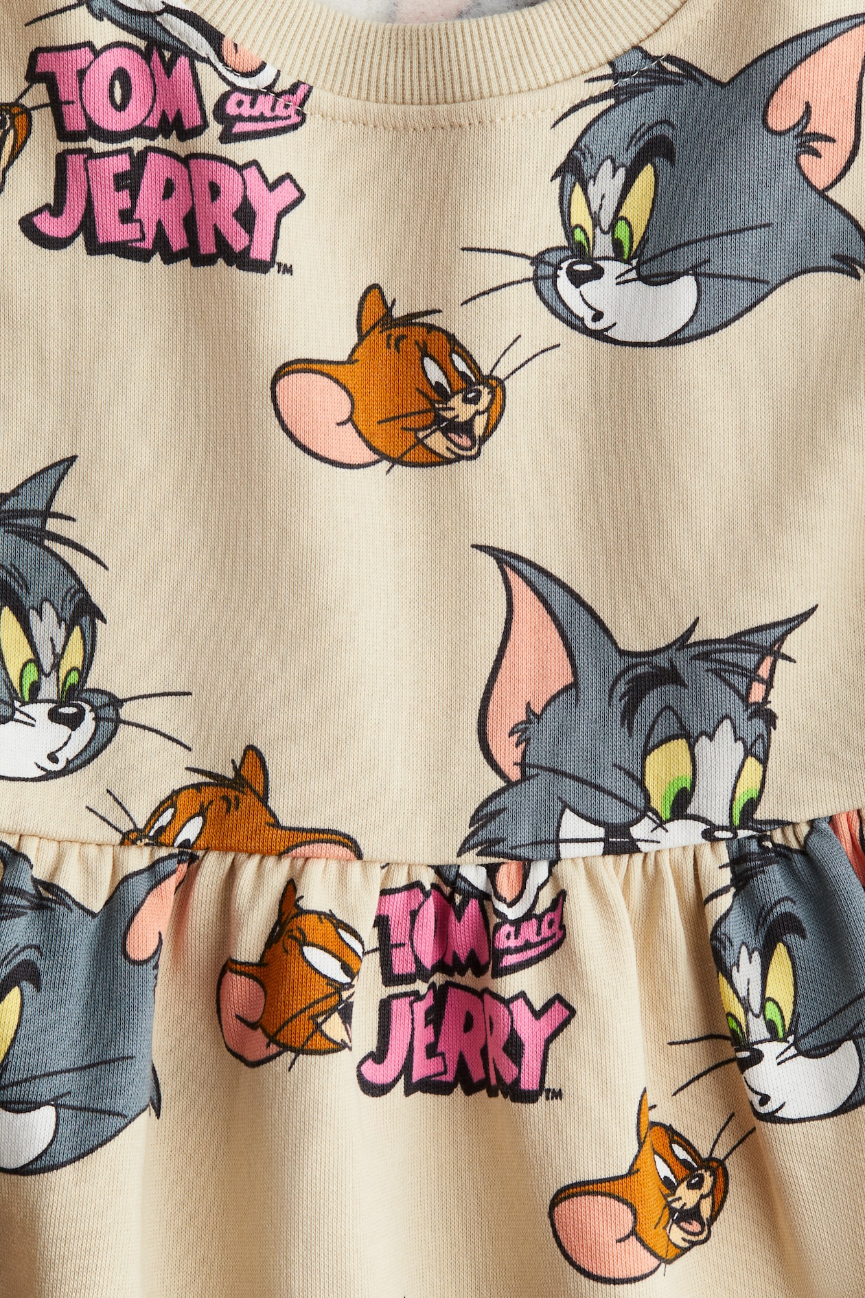 Robe imprimée en molleton - Beige clair/Tom et Jerry - ENFANT | H&M CA