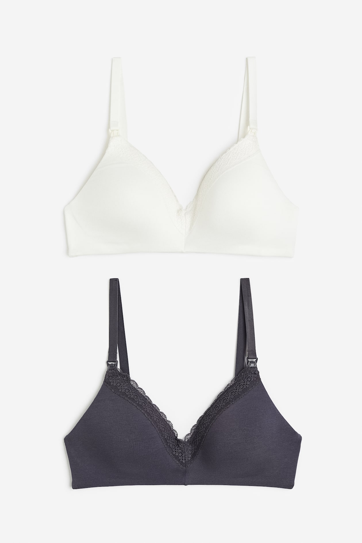 Women's White/Dark grey MAMA 2-pack padded nursing bras | H&M GB