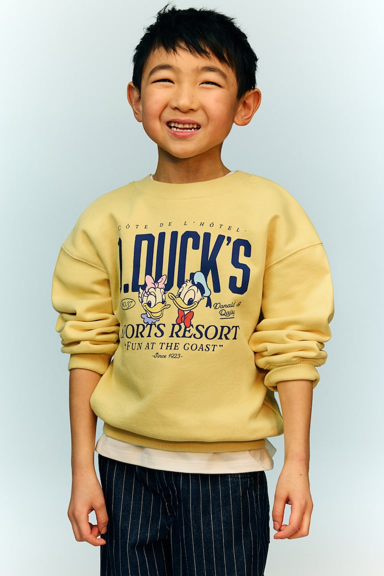 Oversized Printed Sweatshirt - Yellow/Donald Duck - Kids | H&M US