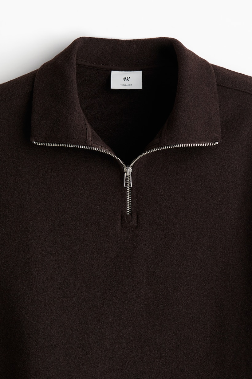 - Regular Fit Half-zip Mock Turtleneck Sweater - Dark brown - Men | H&M US