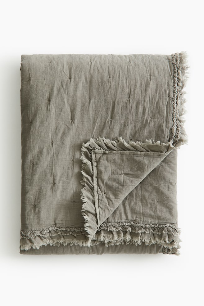 Frill-trimmed bedspread - Greige - Home All | H&M GB