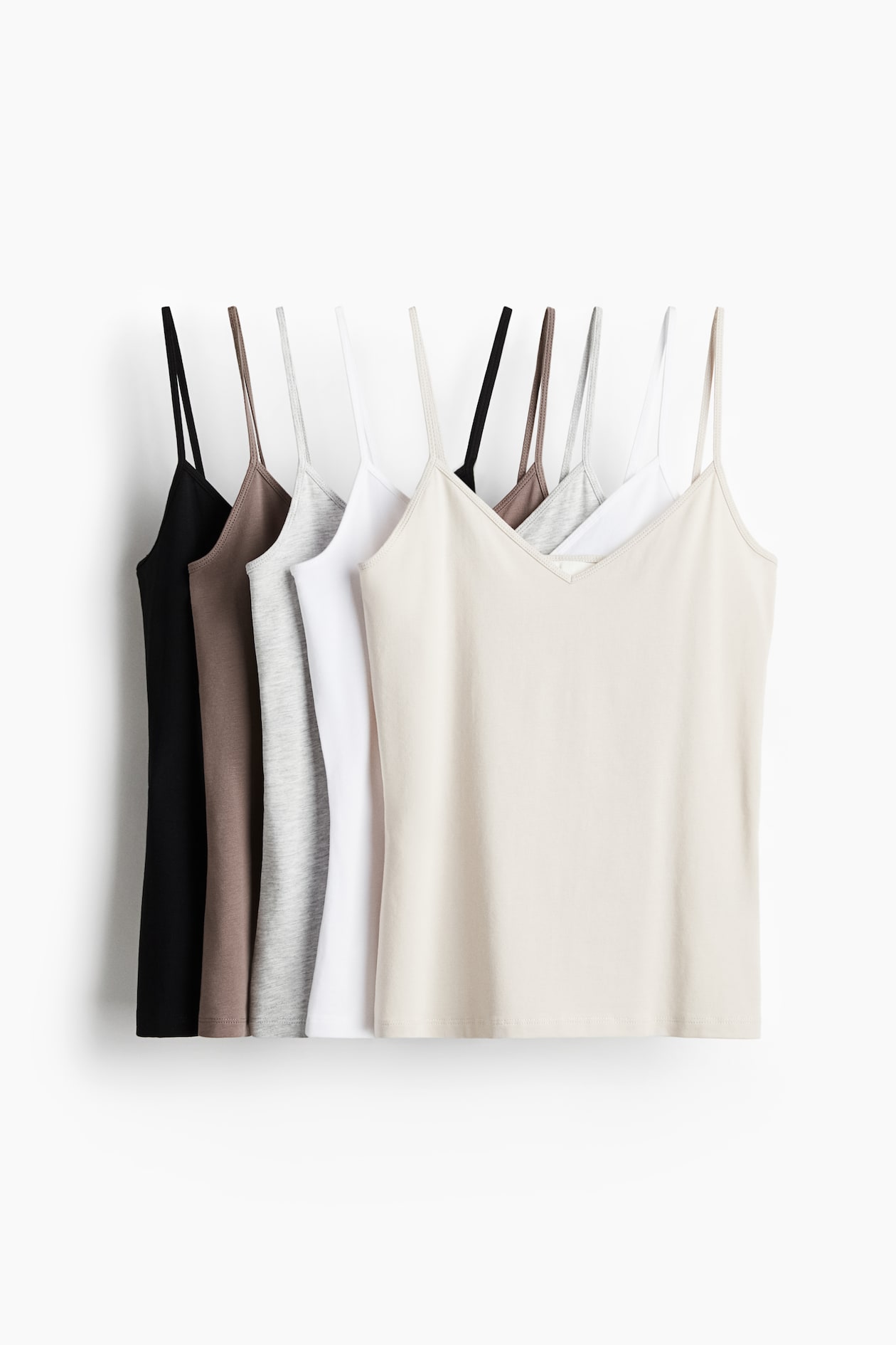 Women's White/light beige/black 5-pack Camisole Tops | H&M CA