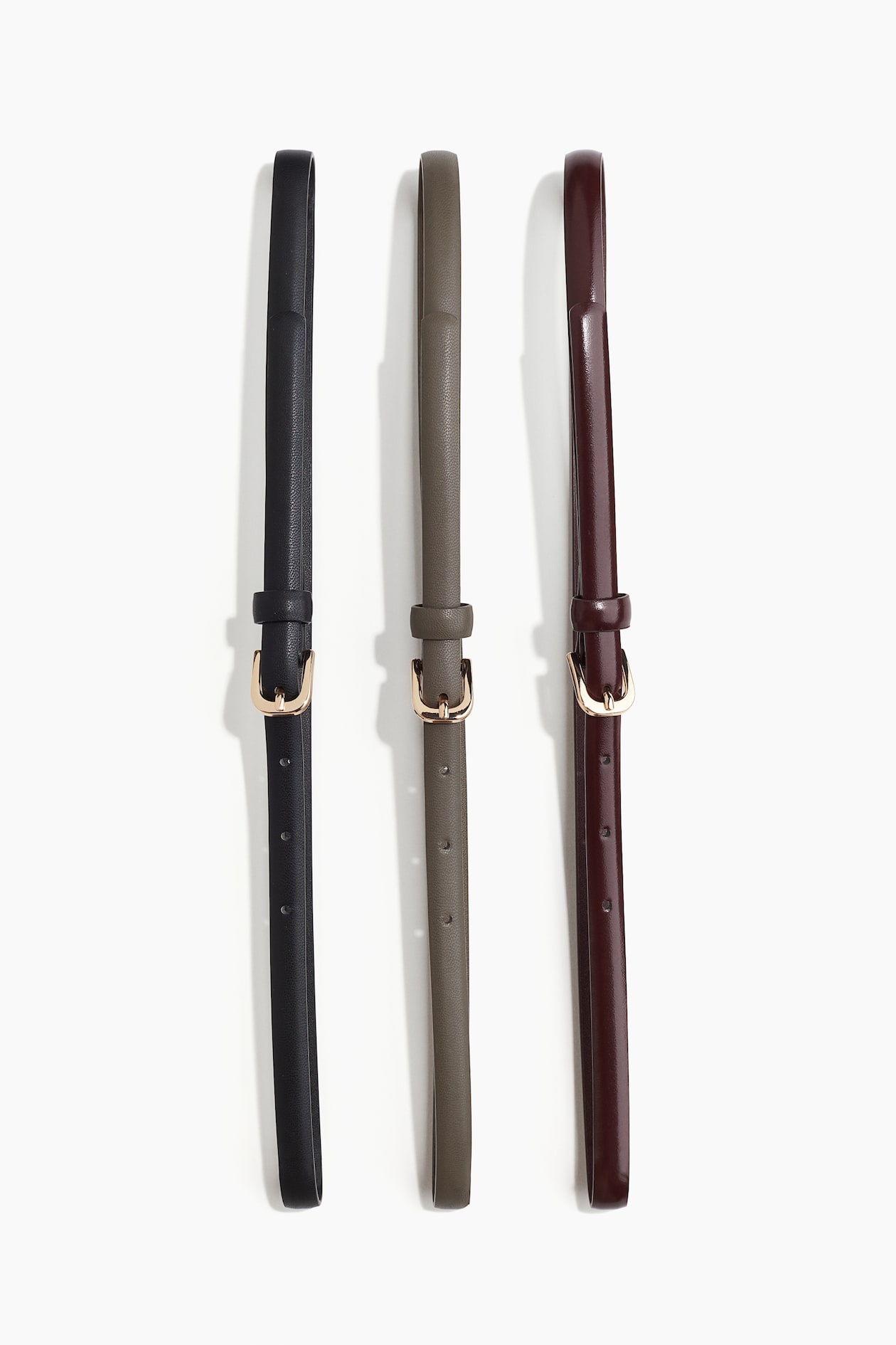 3-pack Narrow Belts - Black/taupe/burgundy - Ladies | H&M US
