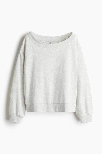 Off-the-Shoulder Sweatshirt - Light gray melange - Ladies | H&M US