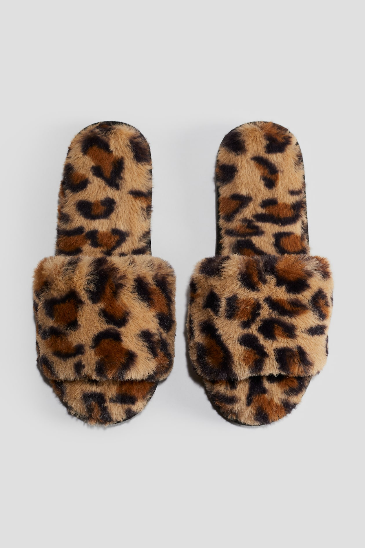 Beige/leopard print Fluffy Slippers for kids | H&M US