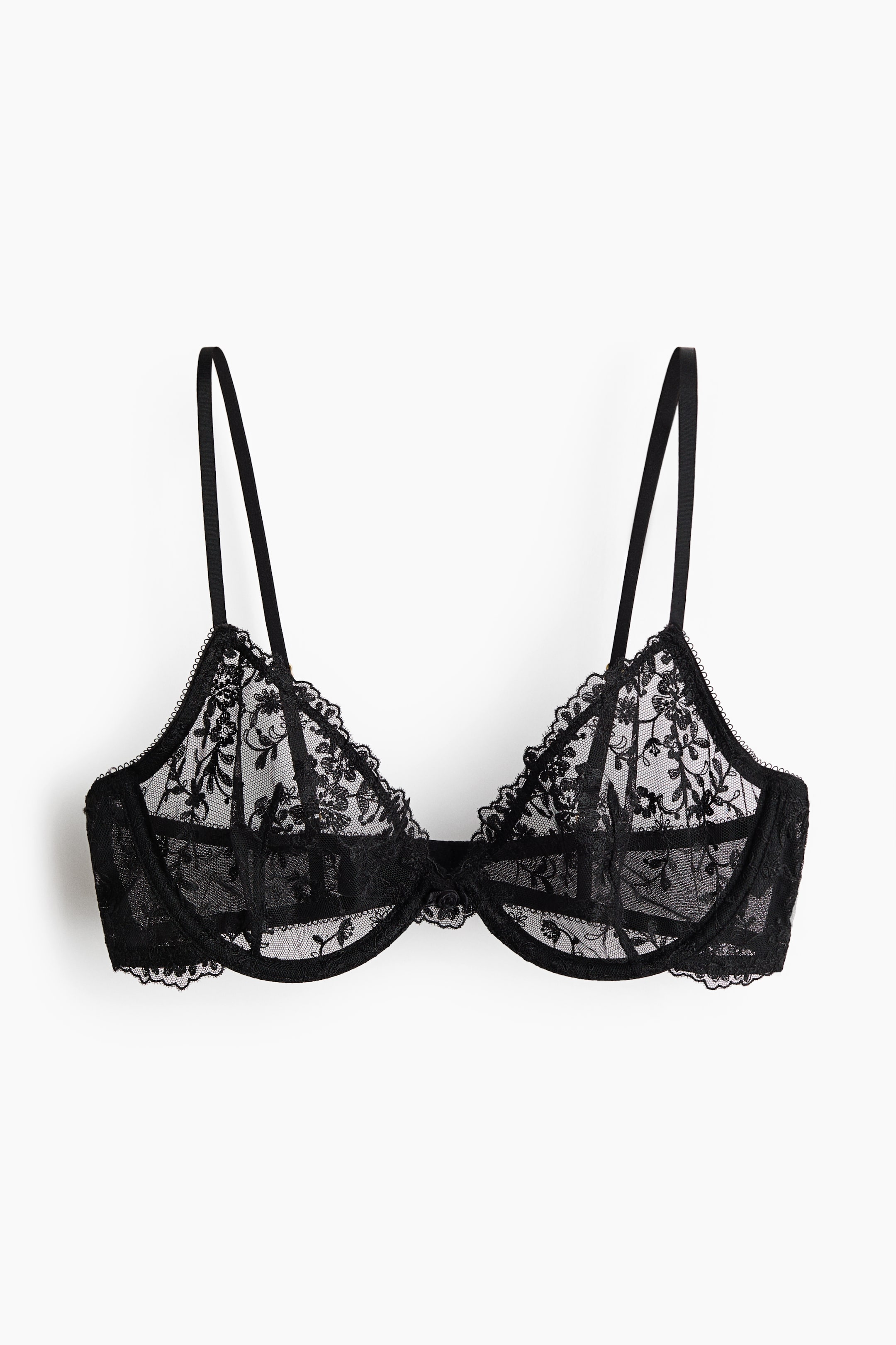 Underwired embroidered bra - Black - Ladies | H&M IN