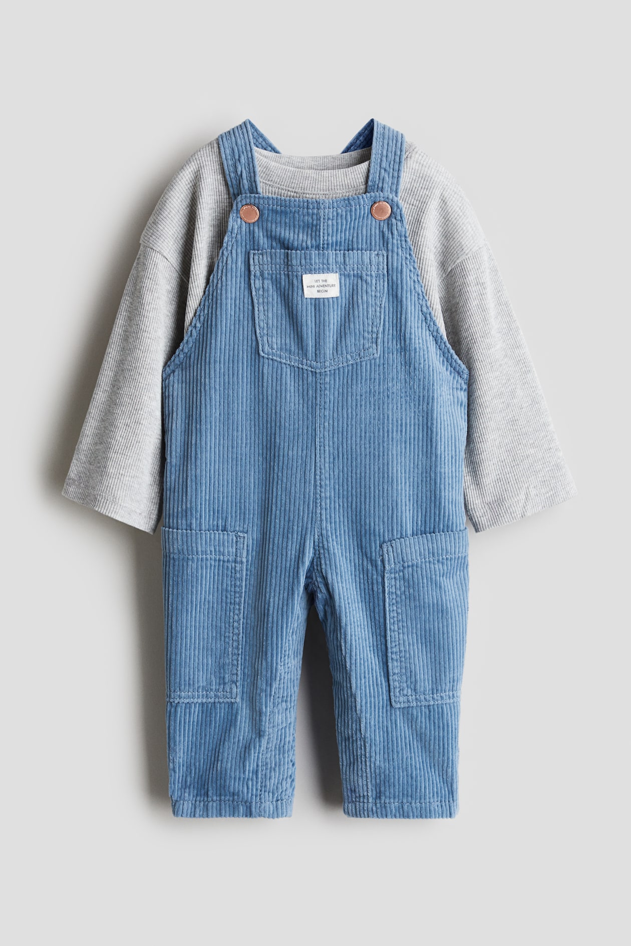 2-piece Shirt and Overall Set - Light blue/light gray - Kids | H&M US