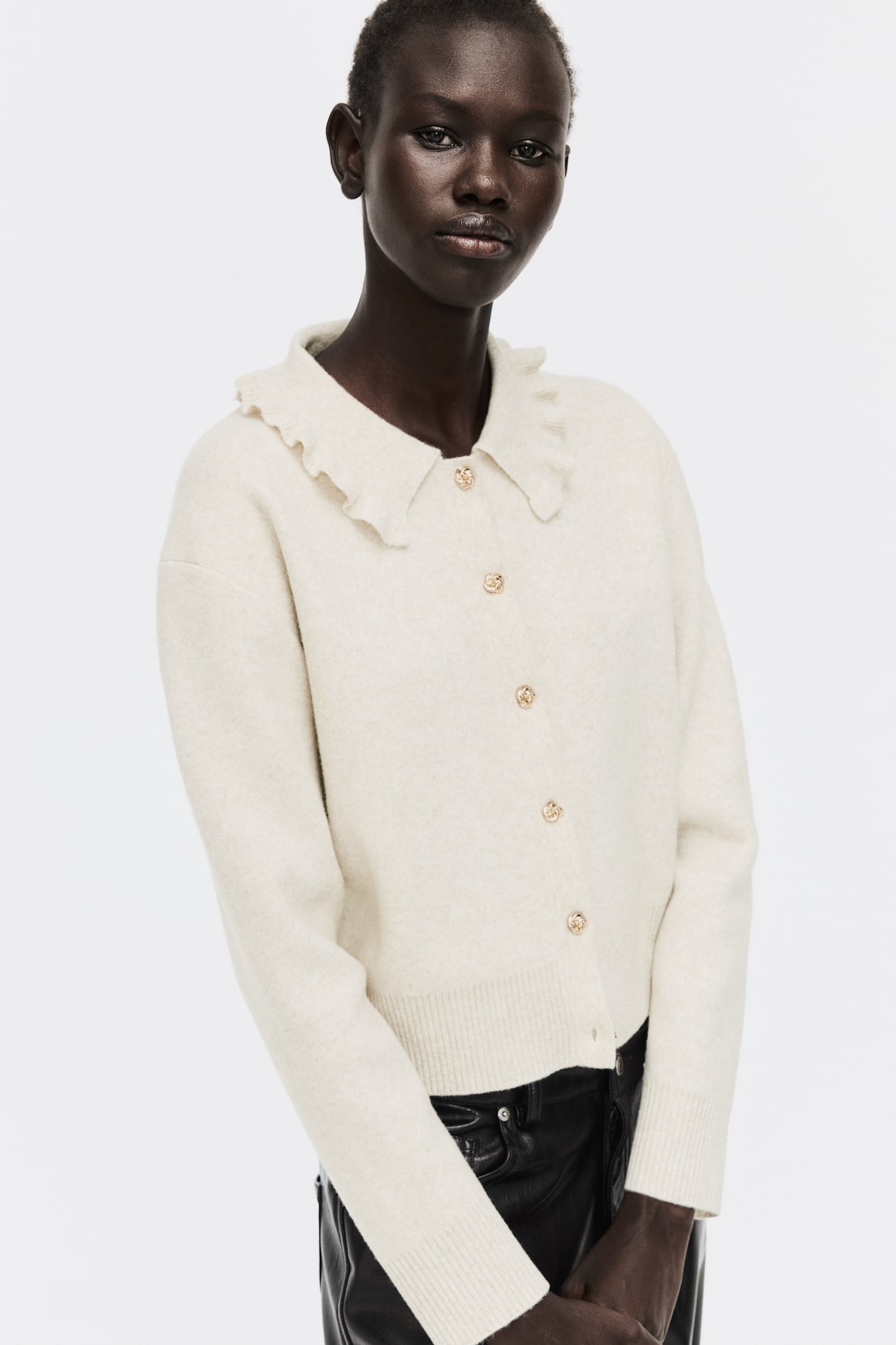 Women's Light beige marl Collared cardigan | H&M IN