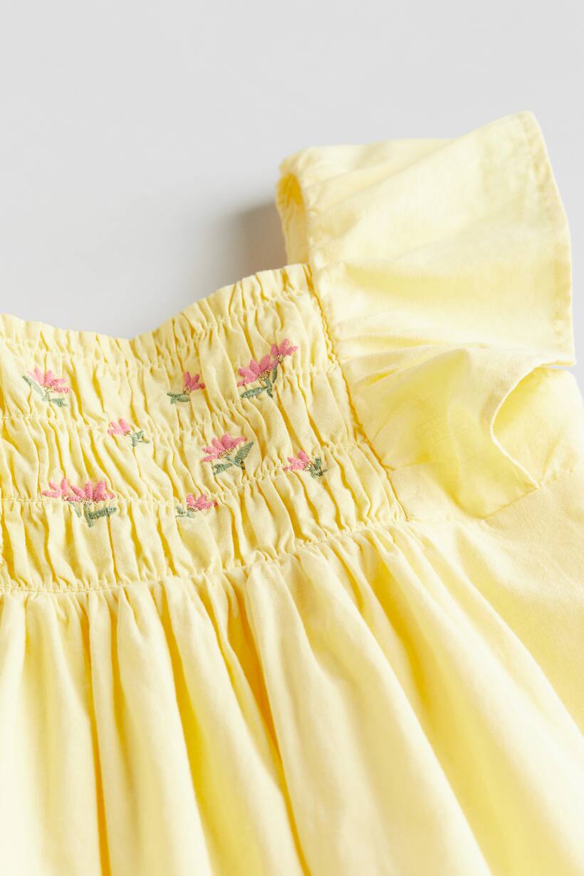 Yellow Smock-detail Cotton Dress for kids | H&M US