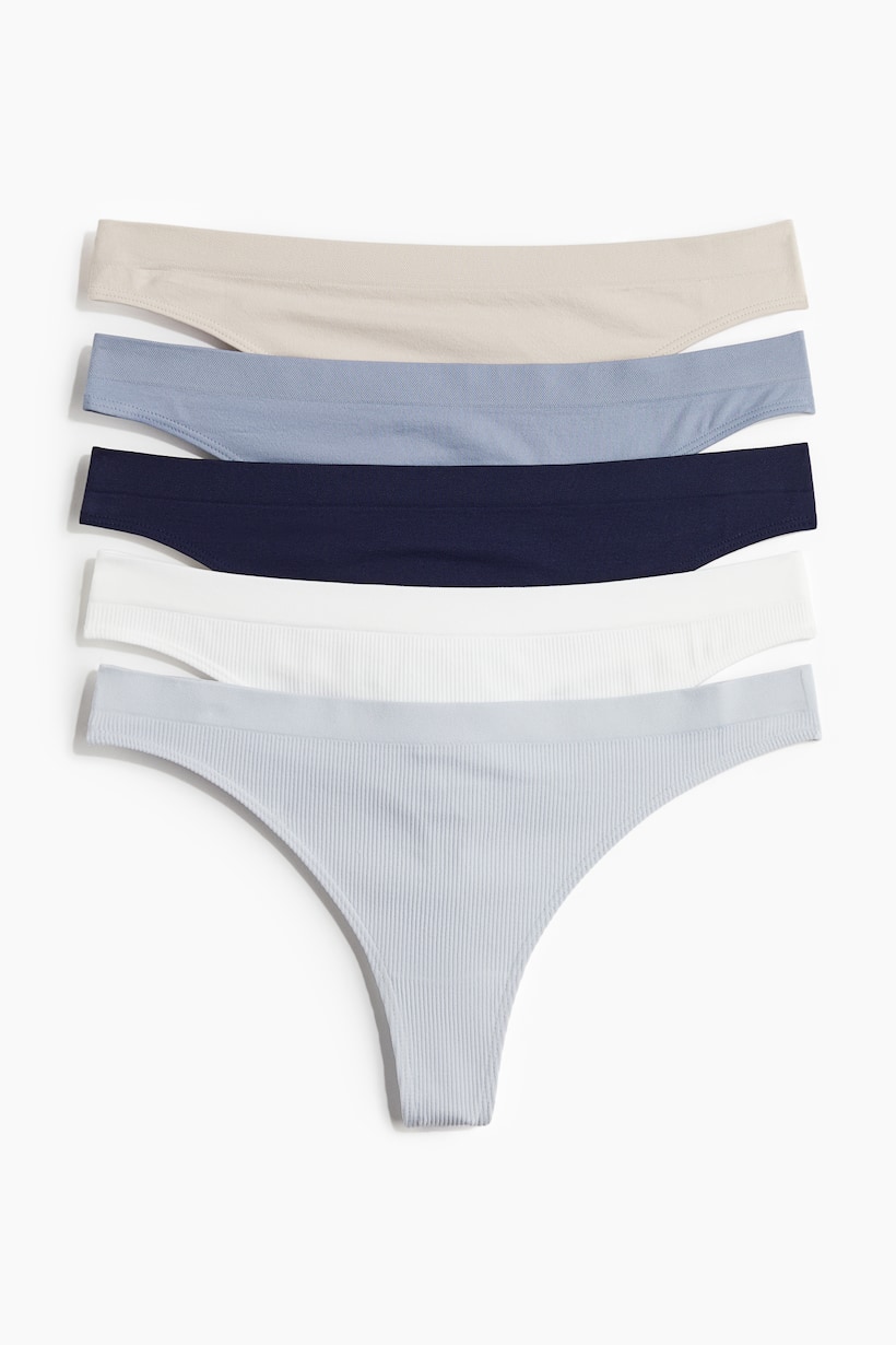 5-Pack Seamless Thong Briefs - Light blue/navy blue - Ladies | H&M US