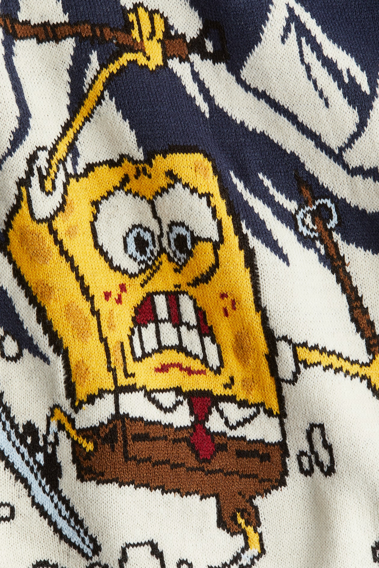 Navy blue/SpongeBob Jacquard-Knit Sweater for kids | H&M CA